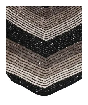 D.exterior Striped Sequined Knit Top
