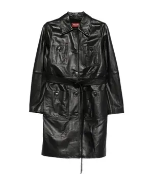 Max Mara Leather Belted Coat