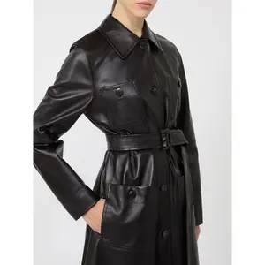 Max Mara Leather Belted Coat