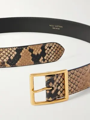 NILI LOTAN Gabriele Snakeskin Leather Belt - Multicolor