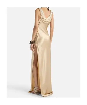Balmain Silk Shell Embellished Evening Dress