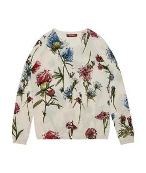 Max Mara Floral Print Round Neck Cardigan