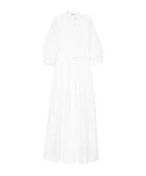 Simkhai Courtney Floral-embellished Belt Long Dress - Ivory