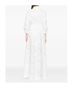 Simkhai Courtney Floral-embellished Belt Long Dress - Ivory