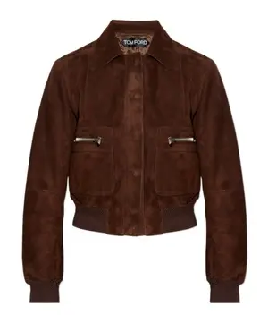 TOM FORD Zip-pocket Suede Jacket - Brown