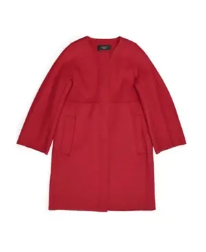 Max Mara Round Neck Coat - Red
