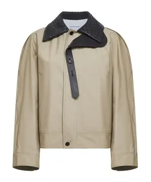 Bottega Veneta Relaxed Fit Lightweight Jacket With Woven Leather Collar - No