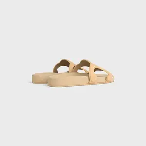 Celine Triomphe Slide In Suede Calfskin - Light Brown