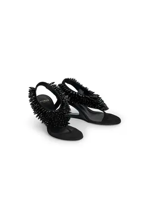 Balmain Embellished Wedge Sandals - Black