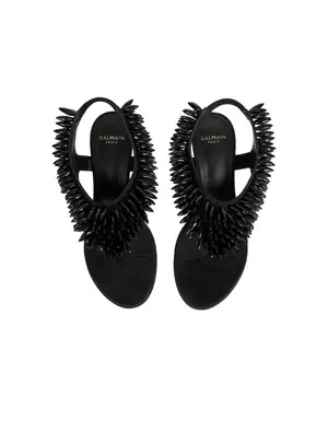 Balmain Embellished Wedge Sandals - Black