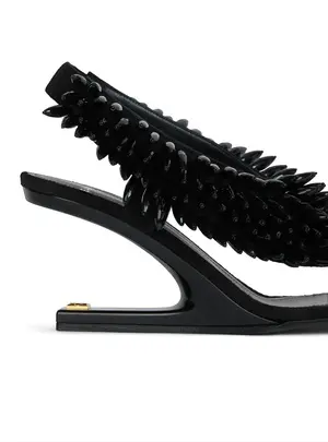 Balmain Embellished Wedge Sandals - Black