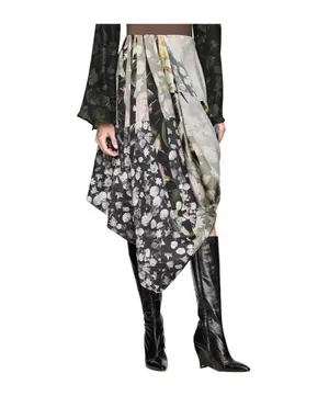 MAISON MARGIELA Floral Draped Midi Skirt - Gray
