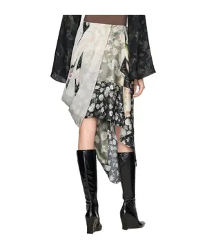 MAISON MARGIELA Floral Draped Midi Skirt - Gray