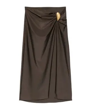 Simkhai Gathered Embellished Midi Skirt