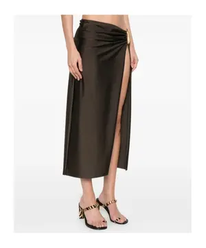 Simkhai Gathered Embellished Midi Skirt