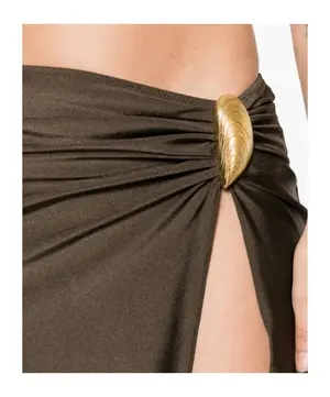 Simkhai Gathered Embellished Midi Skirt