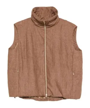Herno Funnel Neck Zip Gilet - Brown