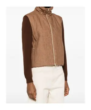 Herno Funnel Neck Zip Gilet - Brown