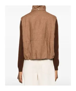 Herno Funnel Neck Zip Gilet - Brown
