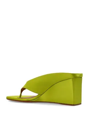 Alaïa Cube Thong Wedge Mules - Green