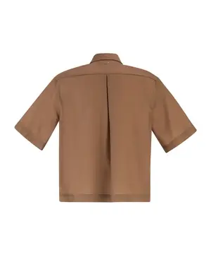 Herno Classic Collar Short Sleeve Shirt With Logo Plaque
