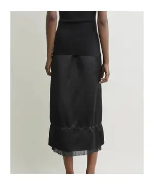 TOTEME Layered Satin Midi Skirt With Frayed Hem