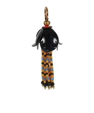 Etro Logo Engraved Embellished Keyring - Black