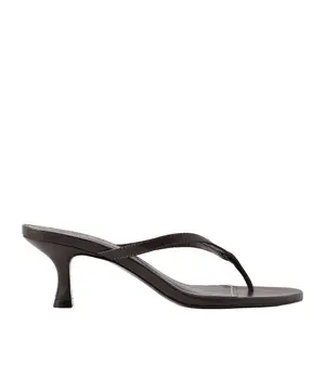 Staud Leather Thong Sandals With Kitten Heel - Black
