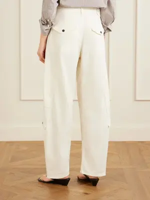 Citizens Of Humanity Flight Pleated Organic Cotton-blend Twill Barrel-leg Pants - Plaster