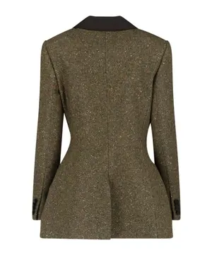 Dior Fitted Embellished Double-breasted Jacket - Khaki