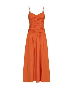Marella Ruched Midi Dress - Orange
