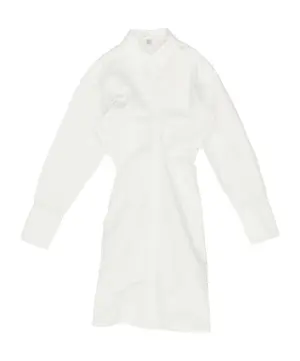 TOTEME Collared Long Sleeve Shirt Dress With Pleated Details