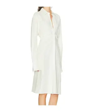 TOTEME Collared Long Sleeve Shirt Dress With Pleated Details