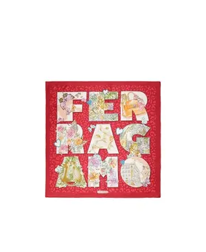 FERRAGAMO Printed Silk Scarf - Red