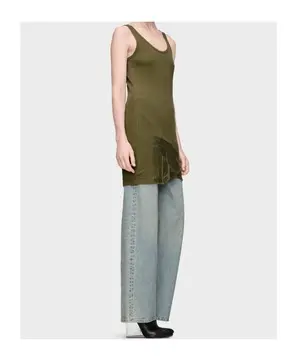 MAISON MARGIELA Ribbed Mini Dress With Paneled Detail - Olive