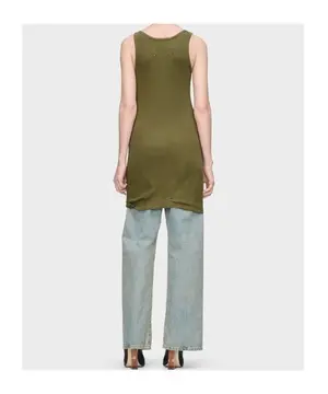 MAISON MARGIELA Ribbed Mini Dress With Paneled Detail - Olive