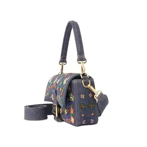 Fendi Baguette Embroidered Shoulder Bag - Blue