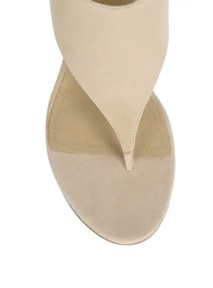 Balmain Suede Wedge Sandals - Beige