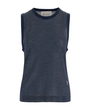 AMI Paris Striped Sleeveless Round Neck Top - Black