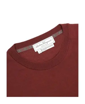 FERRAGAMO Burgundy Round Neck Sweater - Red