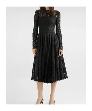 Dolce & Gabbana Lace Long-sleeve Midi Dress