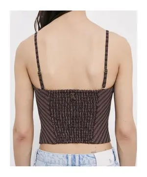 Patrizia Pepe Shirred Pinstripe Bustier Top