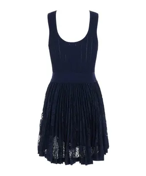 Simkhai Ribbed Lace Skater Dress - Midnight