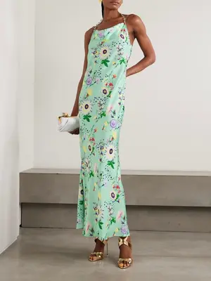 Rabanne Floral Chain Midi Dress