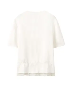 TOTEME V-neck Boxy T-shirt With Tulle Trim - White