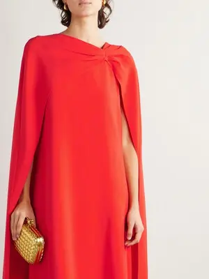 Oscar De La Renta Cape-effect Silk-blend Georgette Gown