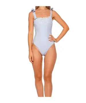 Simkhai Embroidered Off-shoulder One-piece Swimsuit - Pink