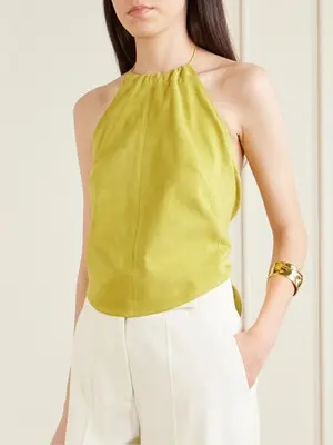 Stouls Suede Halterneck Top - Yellow