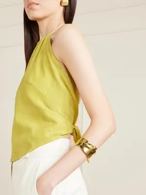 Stouls Suede Halterneck Top - Yellow