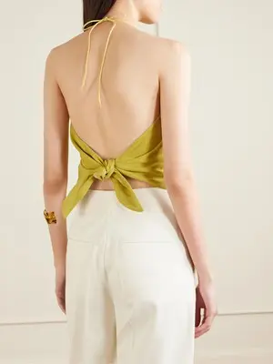 Stouls Suede Halterneck Top - Yellow